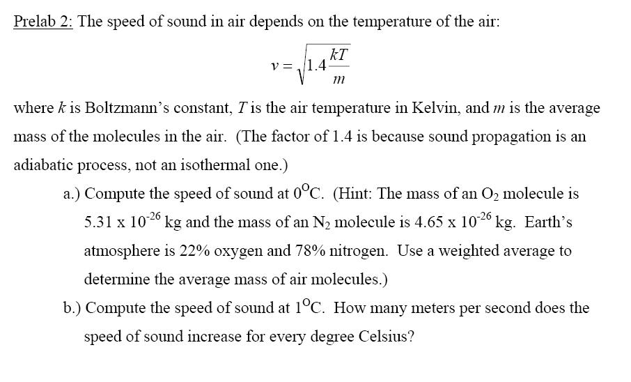 Solved The speed of sound in air depends on die temperature | Chegg.com