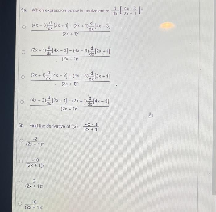Solved 5a. Which expression below is equivalent to | Chegg.com