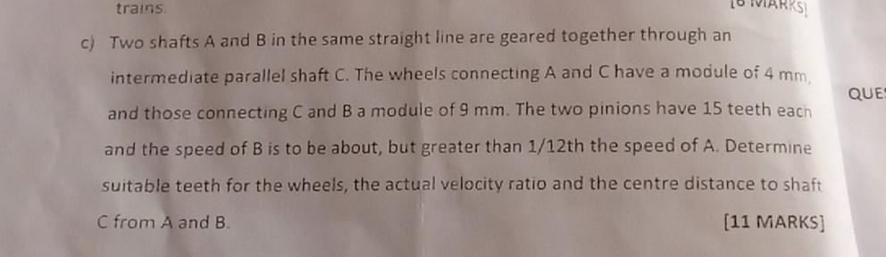Solved c) Two shafts A and B in the same straight line are | Chegg.com