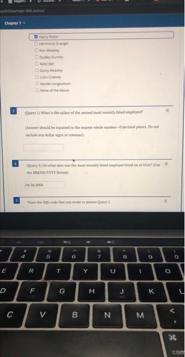 Solved Paste the SQL. code that you wrote to answer Query 1. | Chegg.com