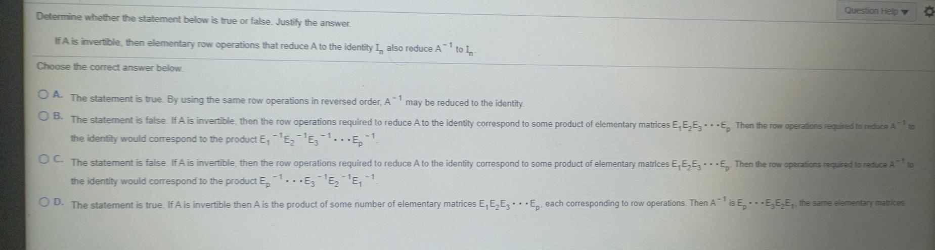 Solved Question Help Determine whether the statement below | Chegg.com
