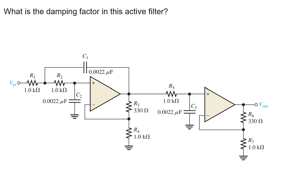 Solved What is the damping factor in this active filter? | Chegg.com