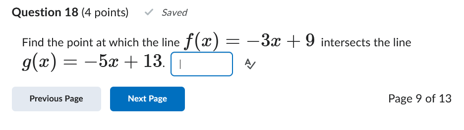 Solved Question 18 (4 ﻿points) ﻿SavedFind the point at | Chegg.com