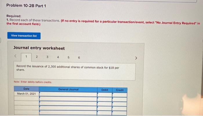 Solved 0 Required information Problem 10-2B Record equity | Chegg.com