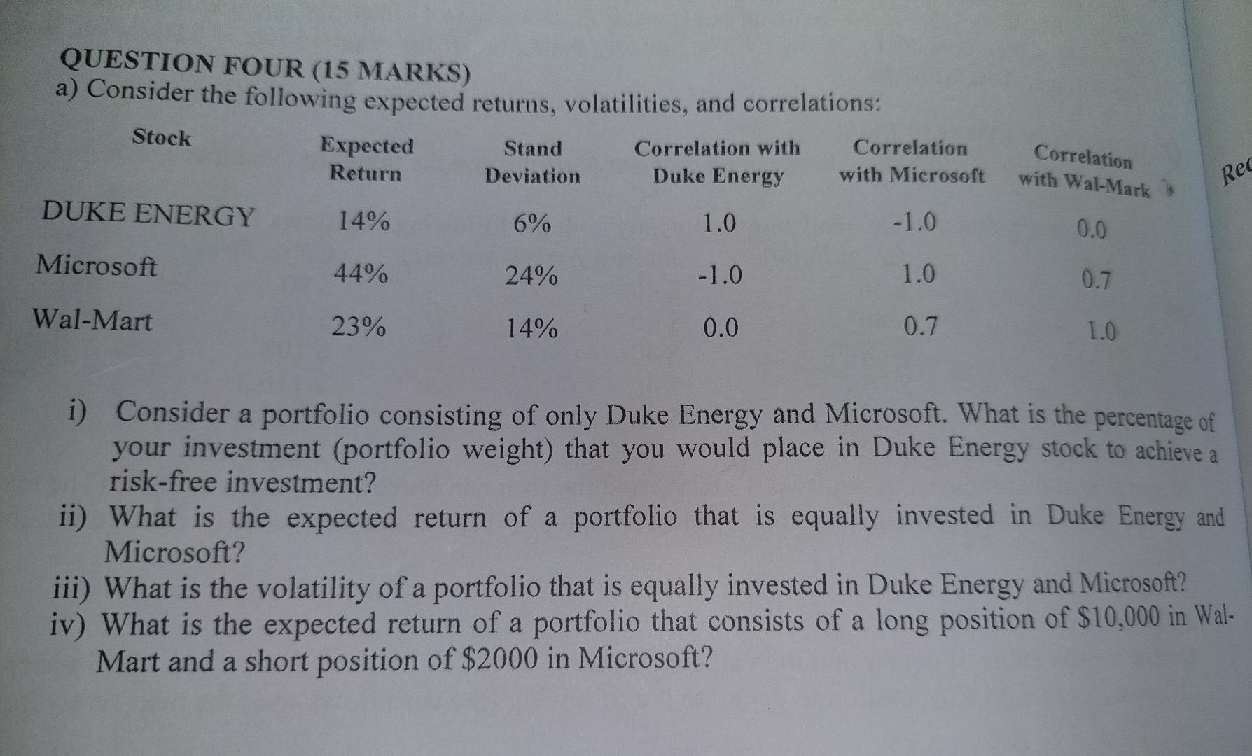 Solved QUESTION FOUR (15 MARKS) a) Consider the following | Chegg.com