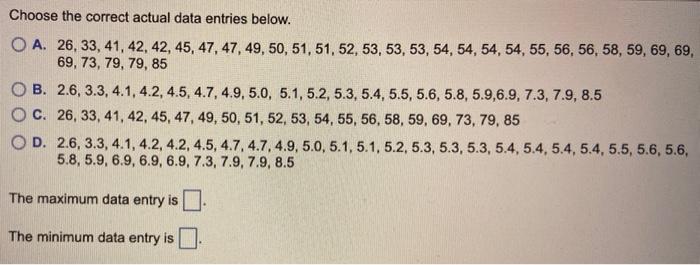 Solved Use the stem-and-leaf plot to list the actual data | Chegg.com