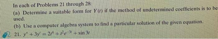 Solved In each of Problems 21 through 28: (a) Determine a | Chegg.com