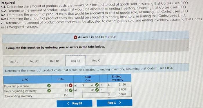Required a-1. Determine the amount of product costs | Chegg.com