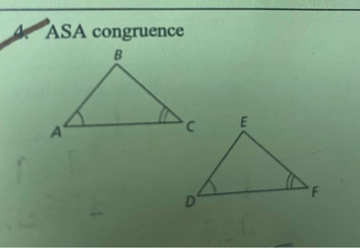Solved SAS congruence 5. HL congruence ASA congruence | Chegg.com