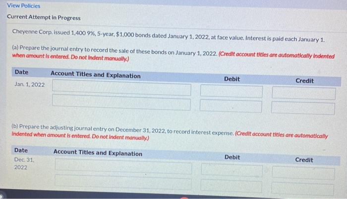 Solved View Policies Current Attempt in Progress Cheyenne | Chegg.com
