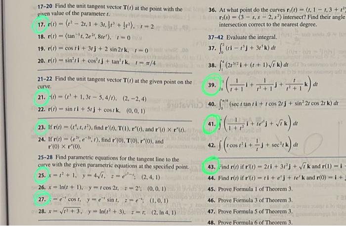 Solved 17-20 Find the unit tangent vector T(t) at the point | Chegg.com