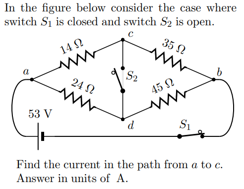Solved In the figure below consider the case where switch S1 | Chegg.com