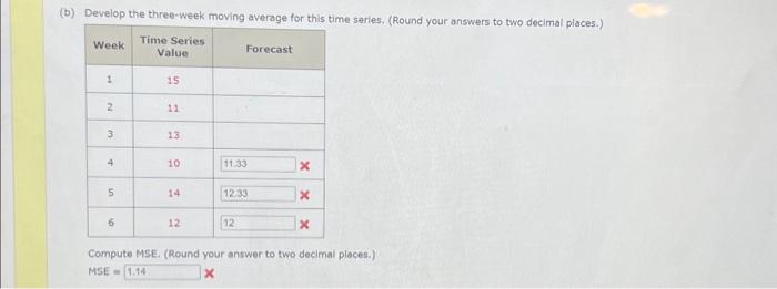 Solved Consider the following time series data.b) Develop | Chegg.com