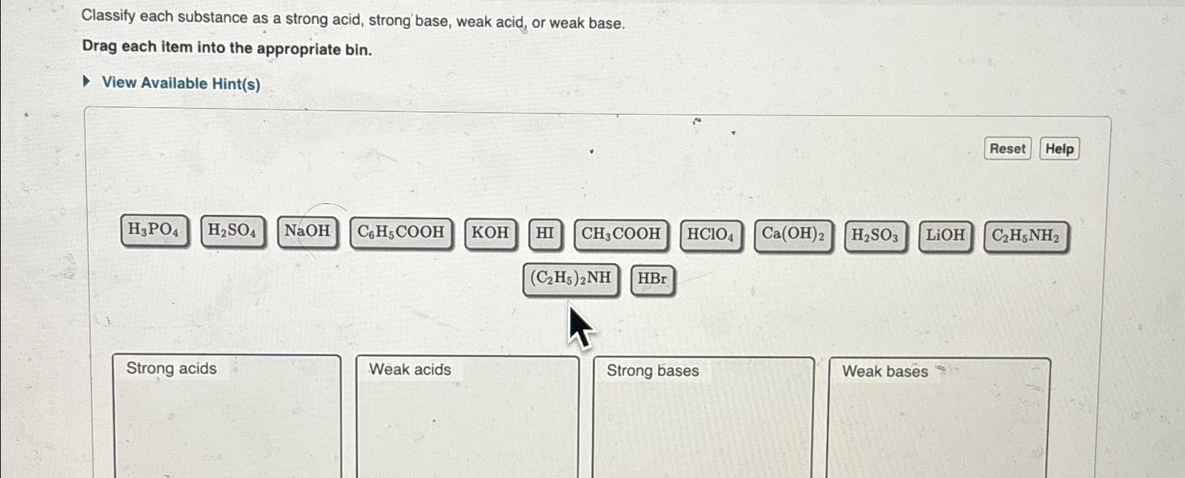 Solved Classify each substance as a strong acid, | Chegg.com