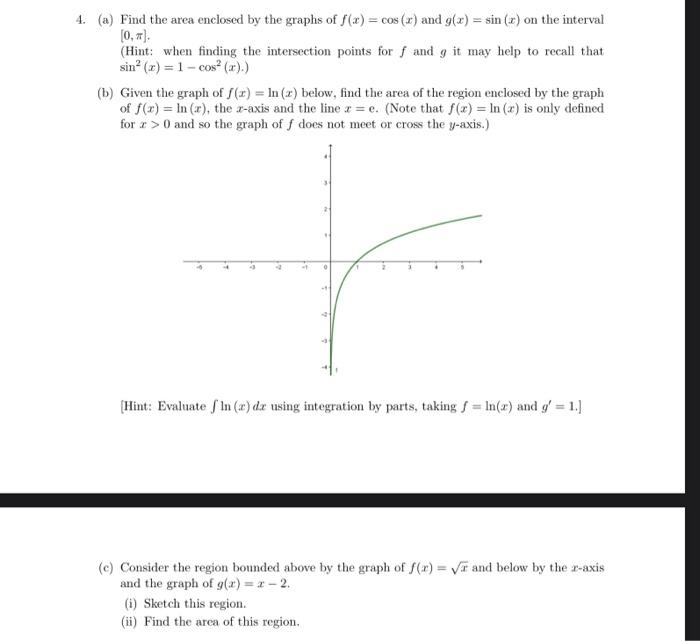 Solved (a) Find the area enclosed by the graphs of | Chegg.com