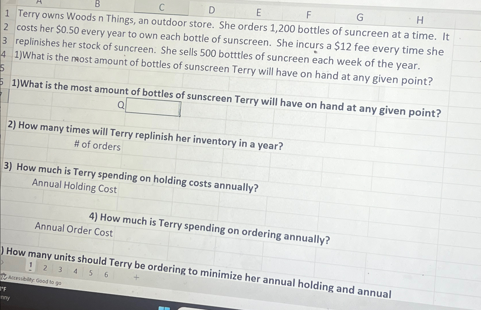 Solved Terry owns Woods n ﻿Things, an outdoor store. She | Chegg.com