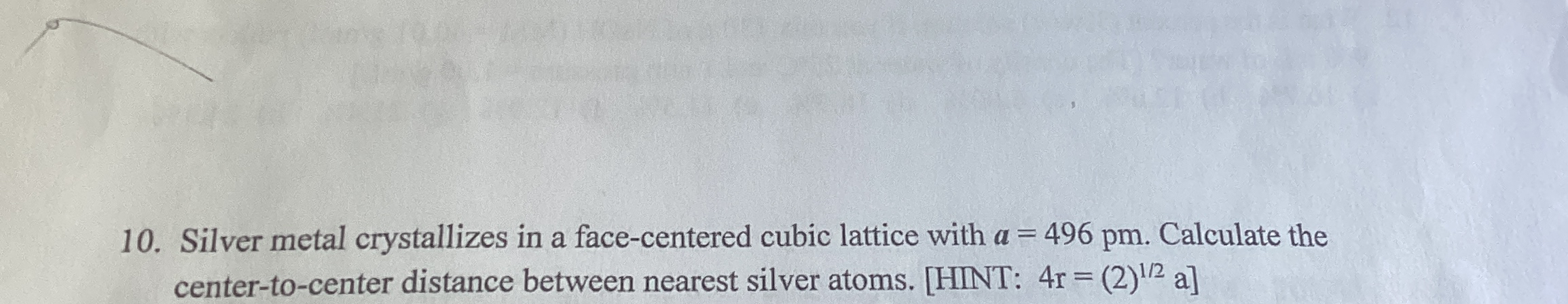 Silver metal crystallizes in a face-centered cubic | Chegg.com