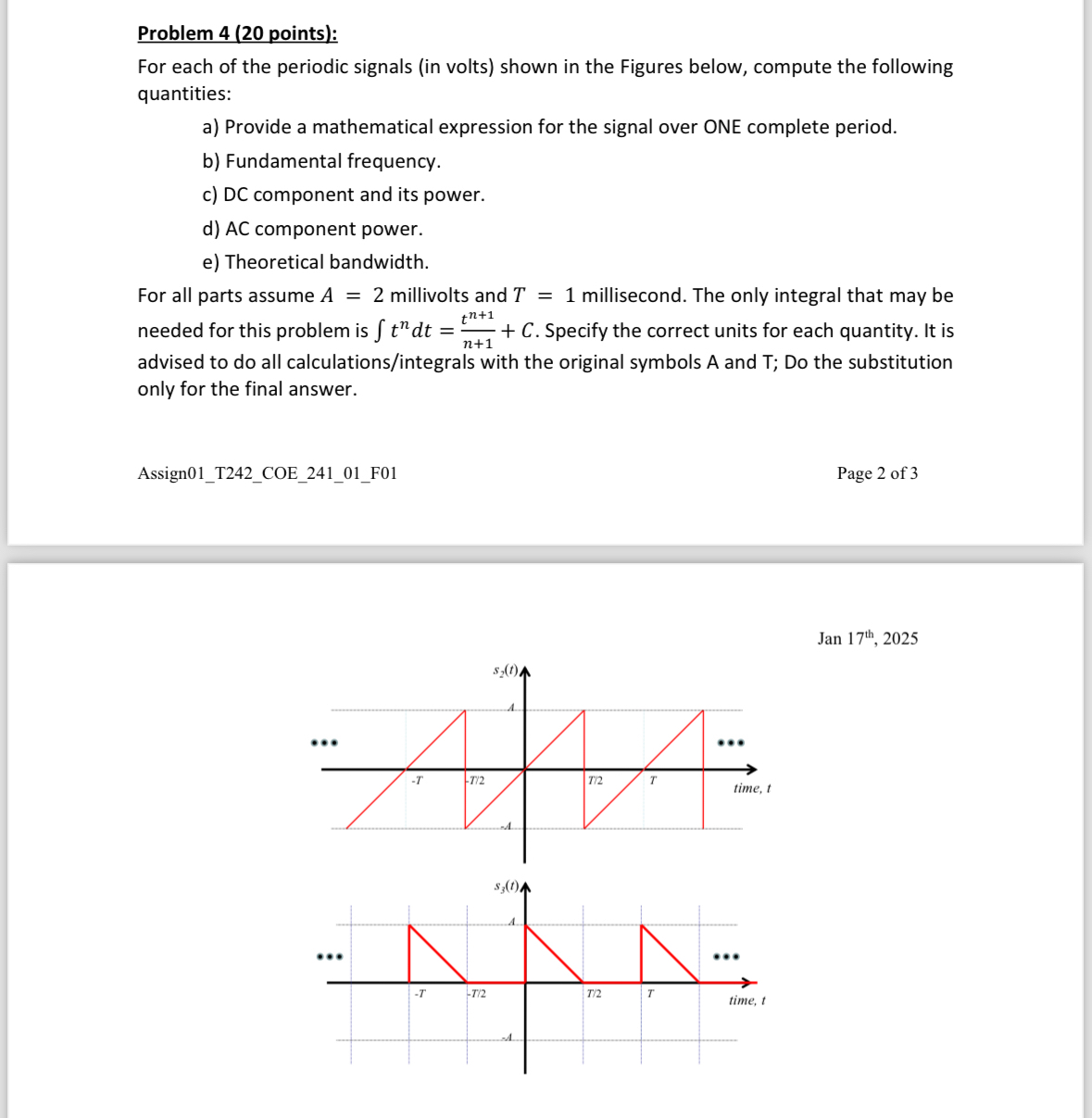 Problem 4 ( 20 ﻿points):For each of the periodic | Chegg.com