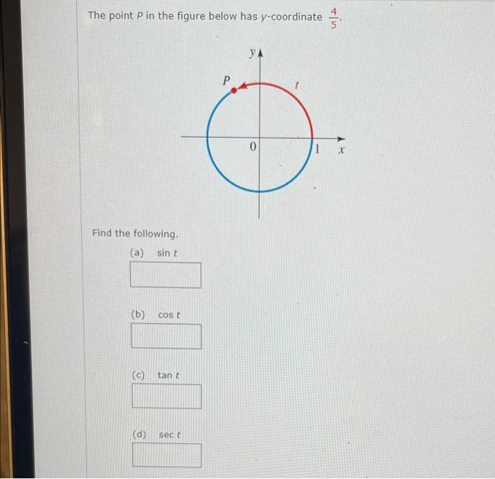 Solved The point P in the figure below has y-coordinate 54. | Chegg.com