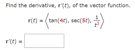 Solved Find the derivative, r'(t), ﻿of the vector function. | Chegg.com
