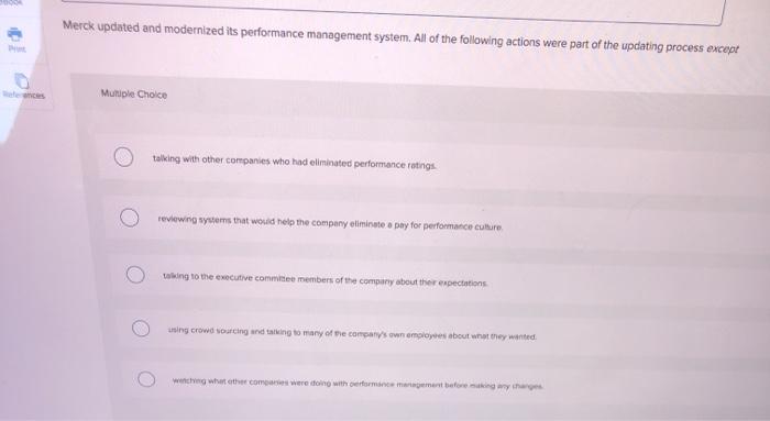 Solved Merck updated and modernized its performance | Chegg.com