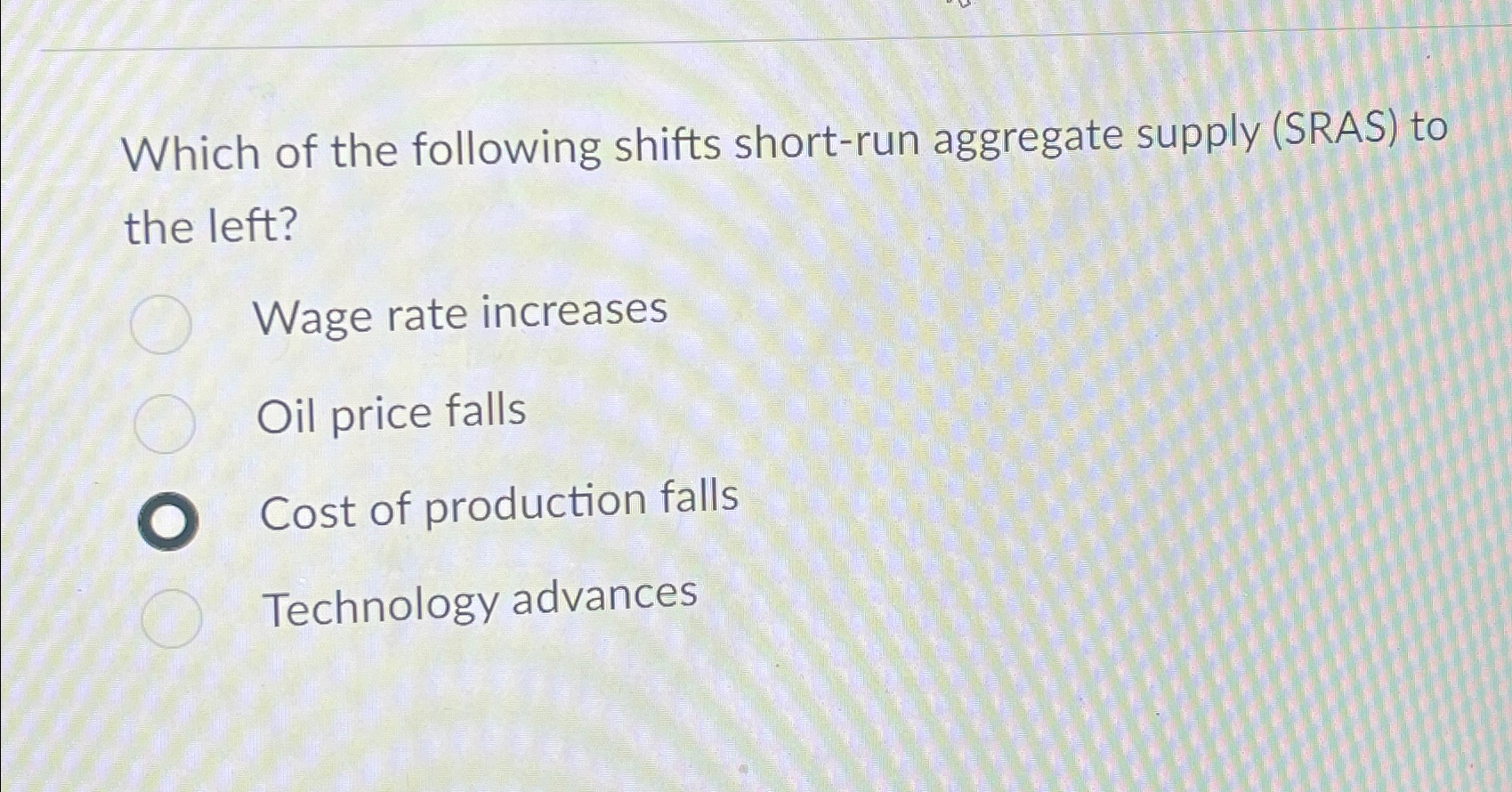 Solved Which of the following shifts short-run aggregate | Chegg.com