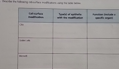 Solved Describe the following cell-surface modifications | Chegg.com