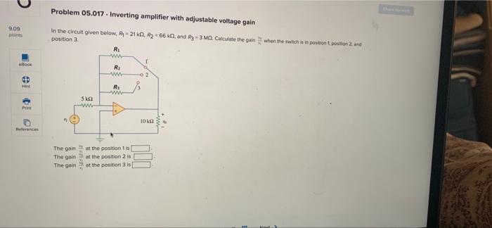 Solved Problem 05.017 - Inverting amplifier with adjustable | Chegg.com