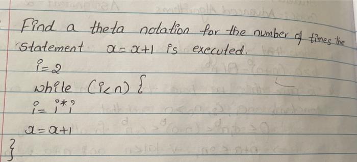 Solved Find a theta notation for the number of times the | Chegg.com