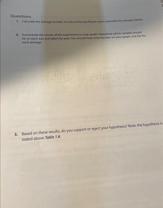 Questions 1. Calculate the average number of visits | Chegg.com