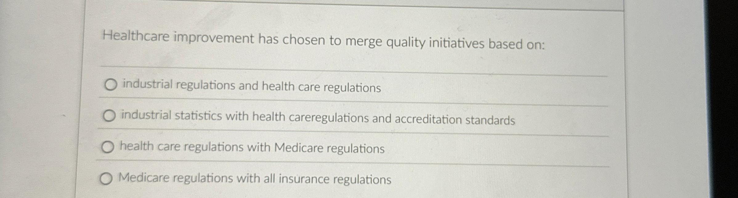 Solved Healthcare improvement has chosen to merge quality | Chegg.com
