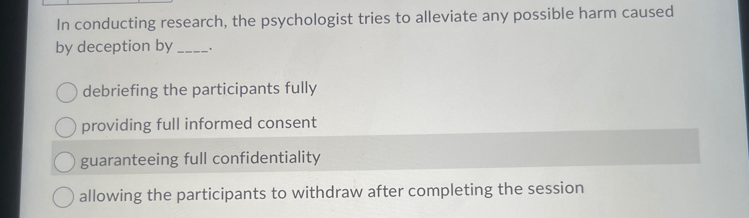 Solved In conducting research, the psychologist tries to | Chegg.com