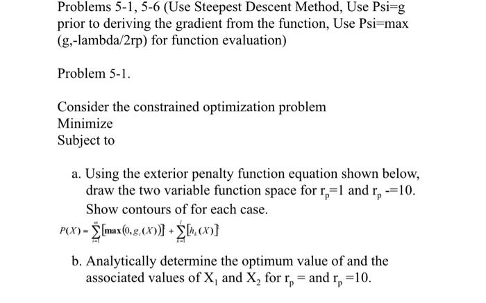 Solved Problems 5 1 5 6 Use Steepest Descent Method Use