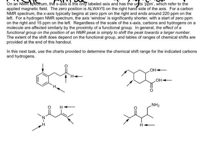 Solved On an NMR spectrum, the x-axis is the only labeled | Chegg.com