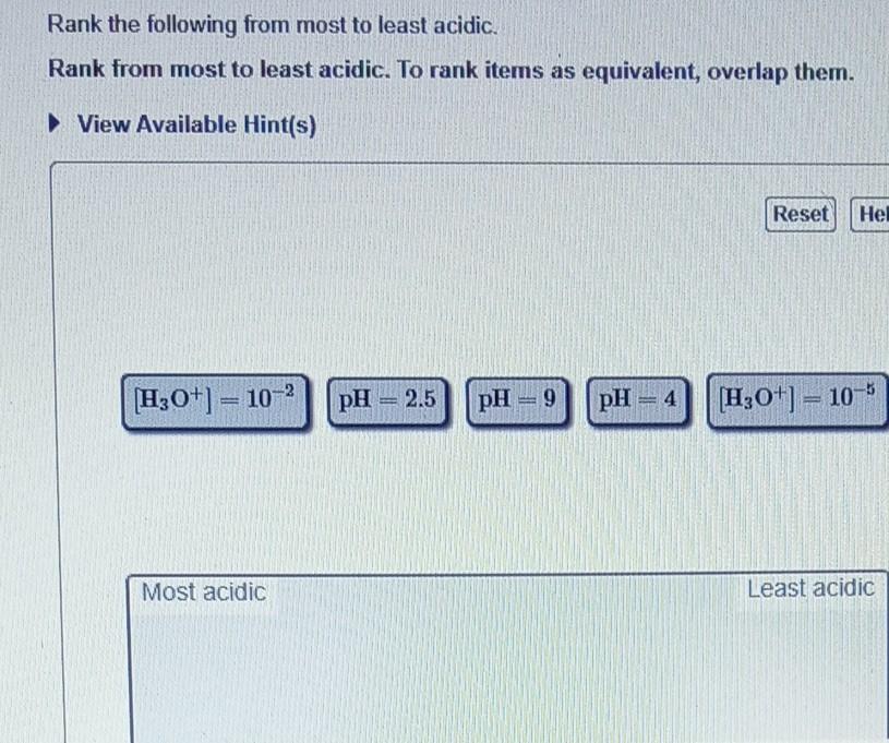 Solved Rank the following from most to least acidic. Rank | Chegg.com