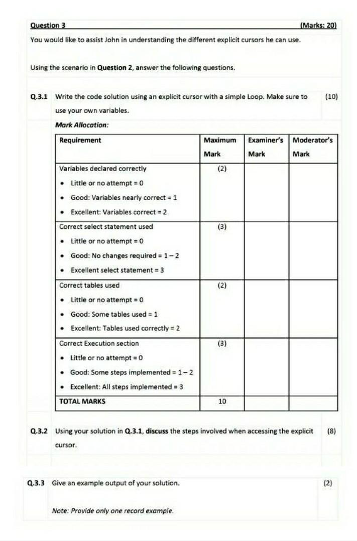 Solved Question 2 (Marks: 10) Your colleague, John, has been | Chegg.com