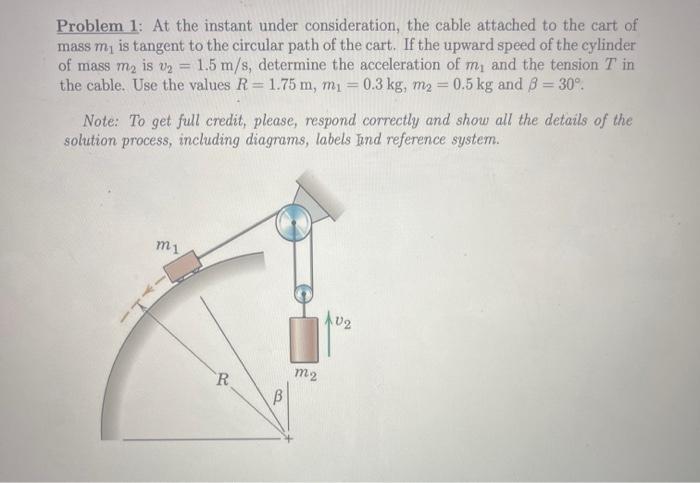 Solved Problem 1: At the instant under consideration, the | Chegg.com