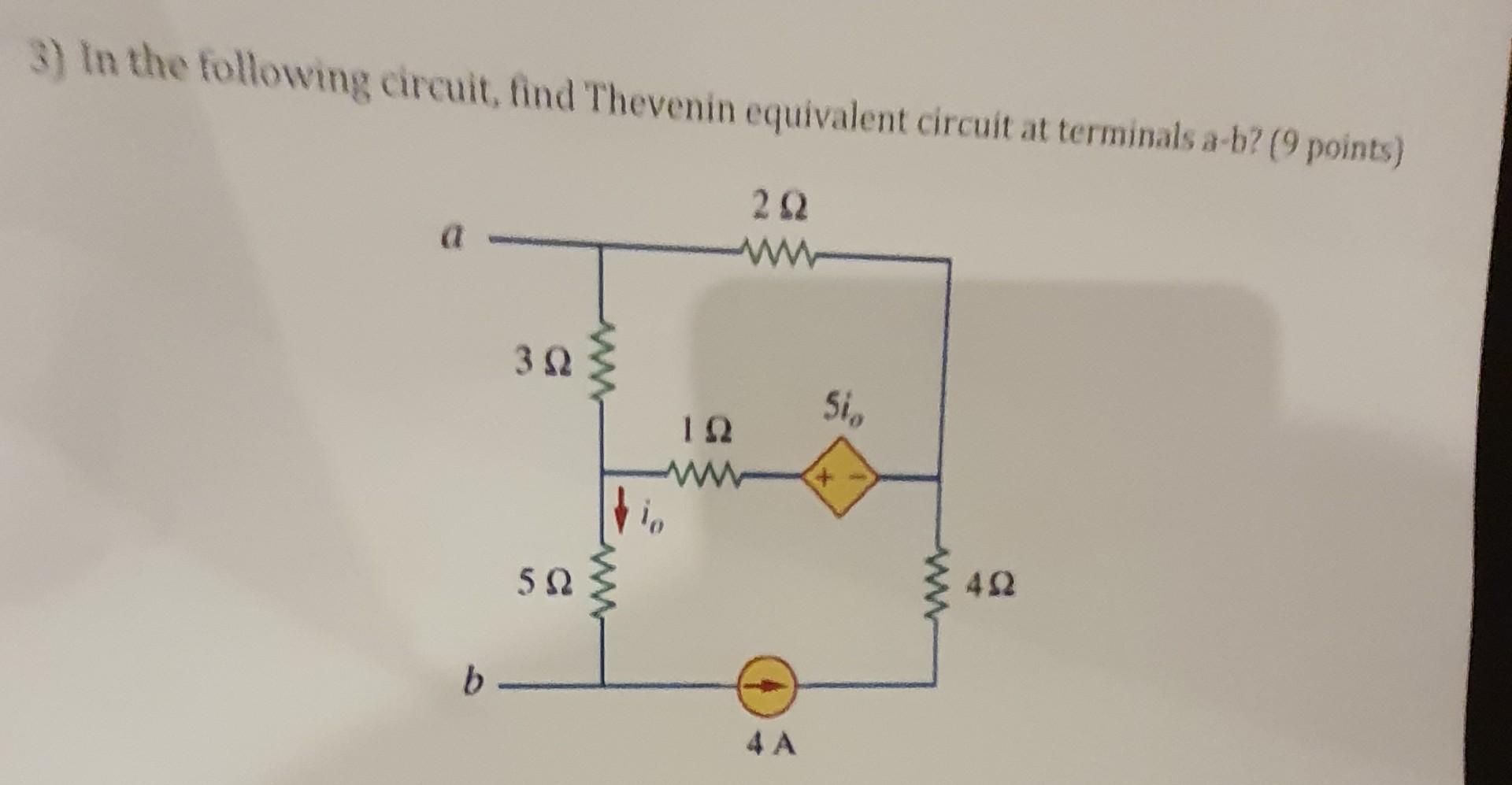 Solved 3) In the following circuit, find Thevenin equivalent | Chegg.com