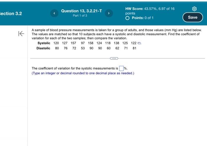 Solved A sample of blood pressure measurements is taken for | Chegg.com Solved A sample of blood pressure measurements is taken for | Chegg.com
