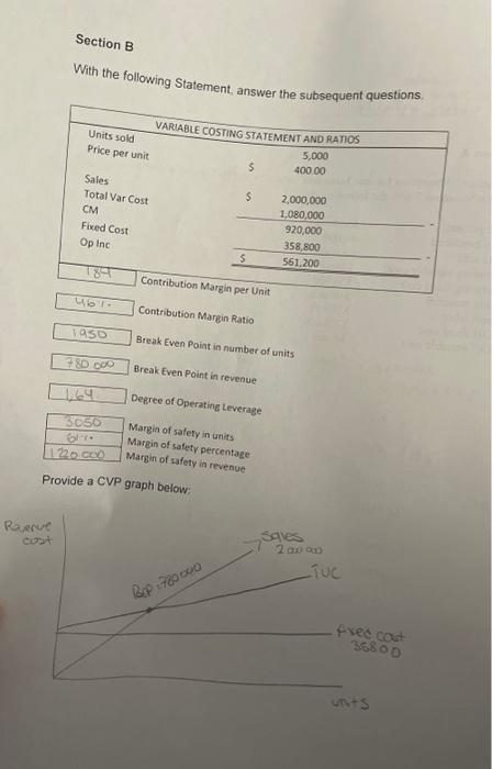 Solved Section B With the following Statement, answer the | Chegg.com