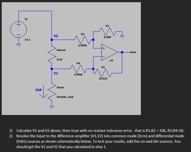 Solved Calculate V1 ﻿and V2 ﻿above, then Vout with no | Chegg.com