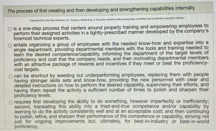 Solved The process of first creating and then developing and | Chegg.com