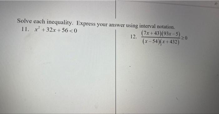 Solved Solve each inequality. Express your answer using | Chegg.com