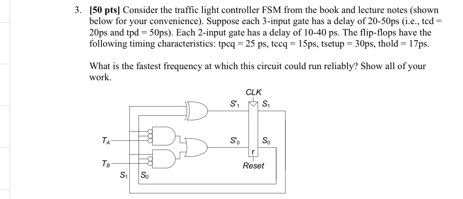 Solved [50 ﻿pts] ﻿Consider the traffic light controller FSM | Chegg.com