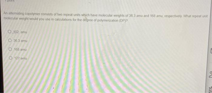 Solved An altermating copolymer consists of two repeat units | Chegg.com