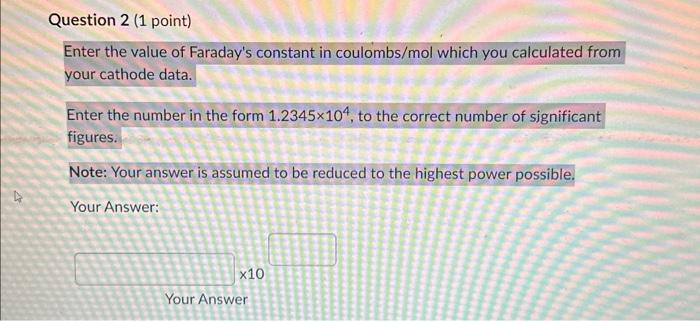 Solved Enter the numerical value of Faraday's constant in | Chegg.com