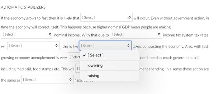 Solved AUTOMATIC STABILIZERSAUTOMATIC STABILIZERS If the | Chegg.com
