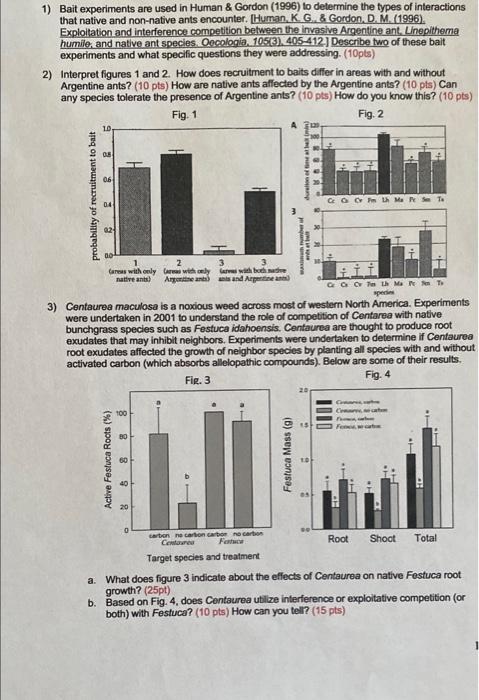 Solved 1) Bait experiments are used in Human & Gordon (1996) | Chegg.com