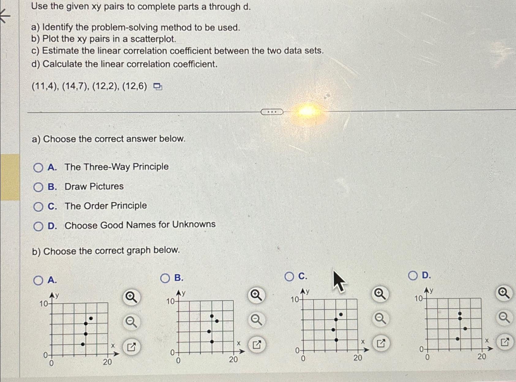 Solved Use The Given Xy Pairs To Complete Parts A Through 