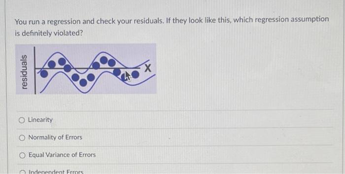 Solved You run a regression and check your residuals. If | Chegg.com